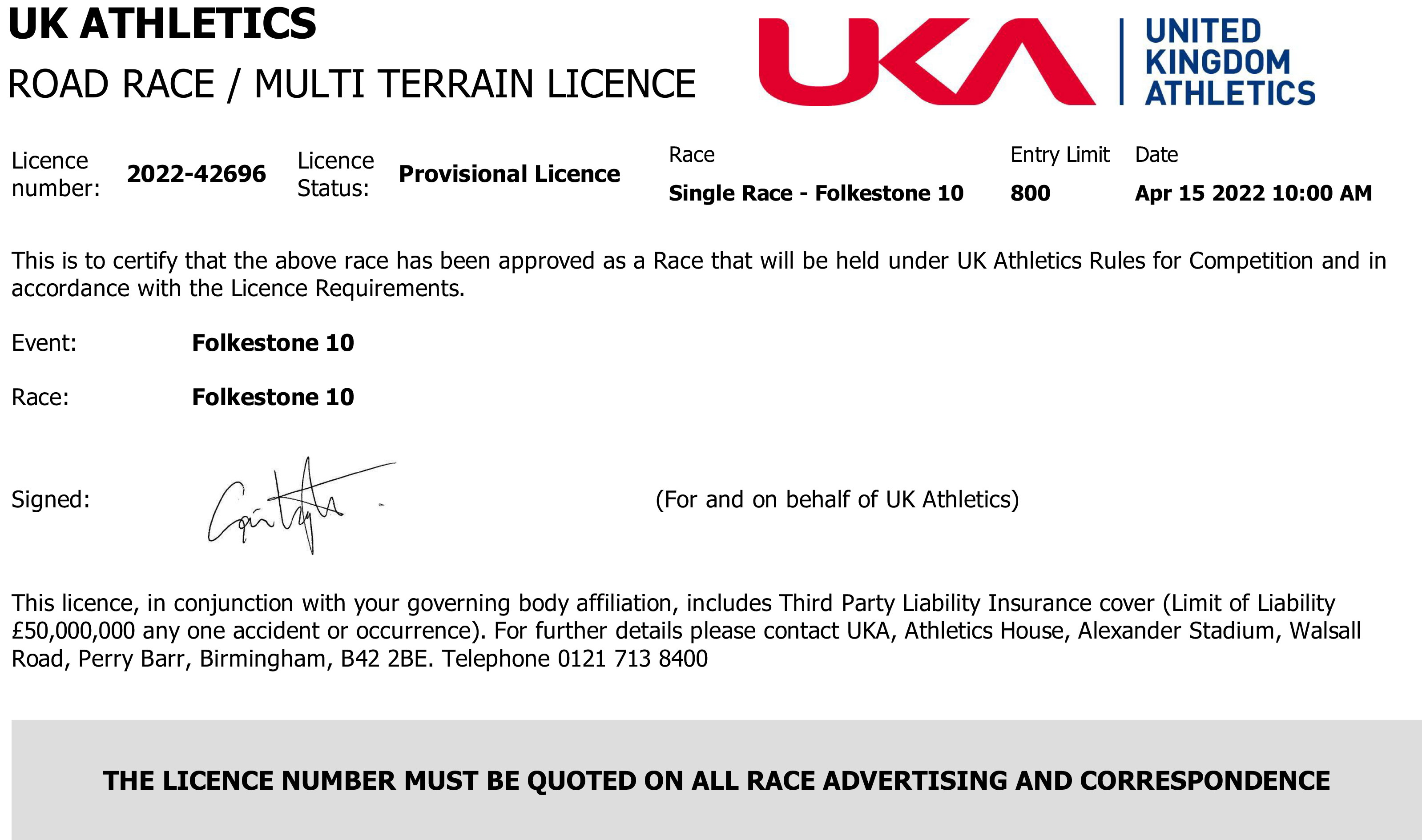 Race Details – Folkestone 10 Mile Race